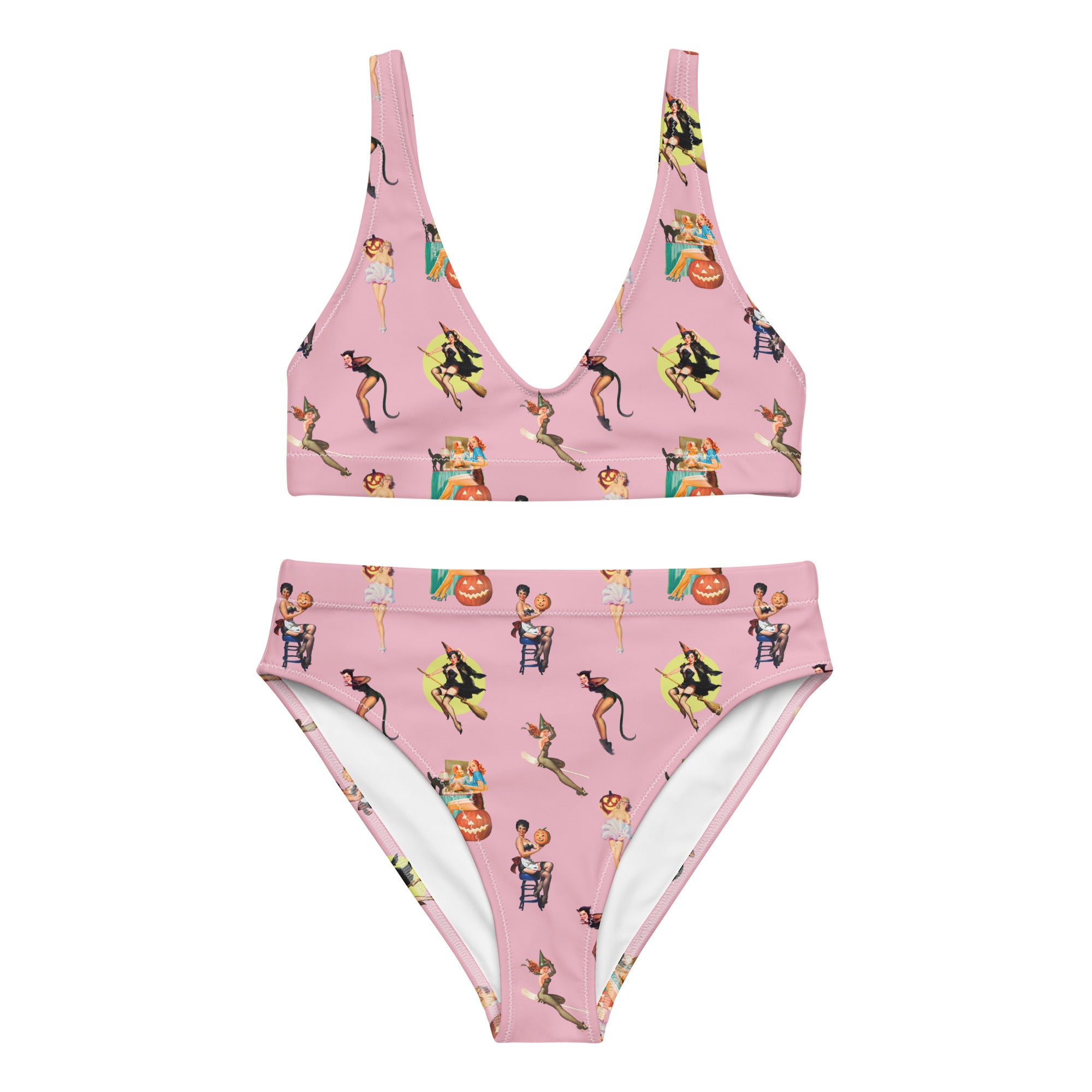 "Spooky Betties" Recycled high-waisted bikini – Lauren of Palm Springs